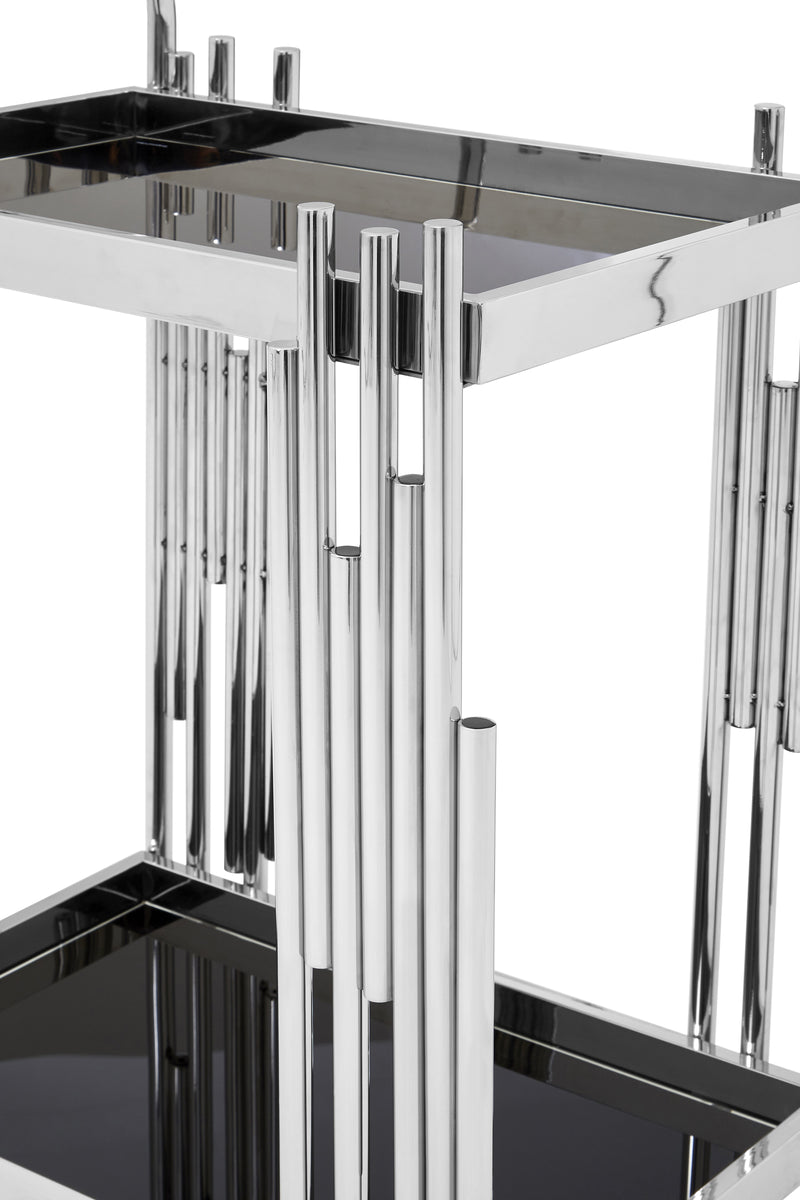 2 Tier Silver Cylindrical Bar Drinks Trolley – The Drinks Cabinet Store